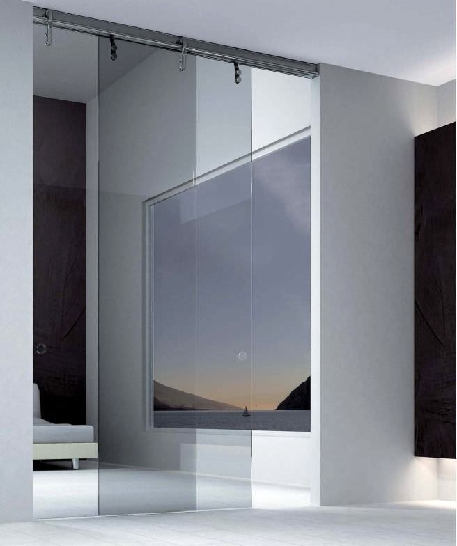 Door sliding system - MINIMAL 2-WAYS V-6200 - METALGLAS - glass door