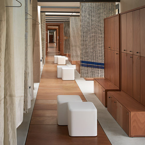 Contemporary stool - SOFT CUBO - SLIDE - polyurethane / upholstered ...