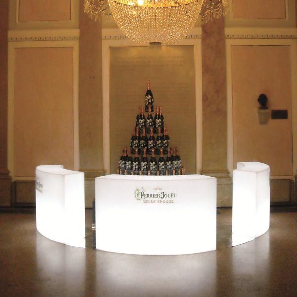 Modular reception desk - SNACK - SLIDE - semicircular / polyethylene ...