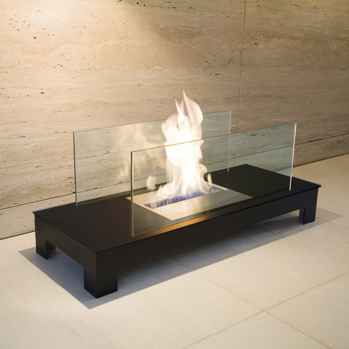 Rectangular bioethanol burner - FLOOR FLAME - RADIUS DESIGN - free-standing
