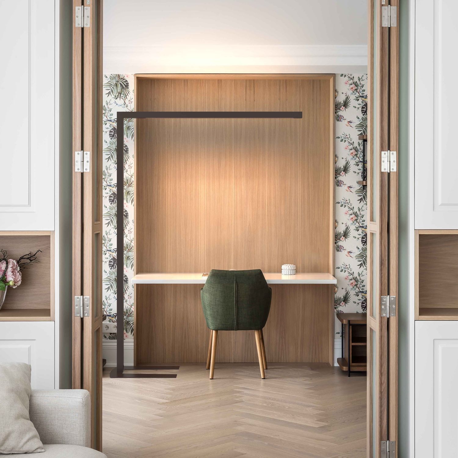 Floor-standing lamp - SLIDER-F - PROLICHT - metal / opal / contemporary