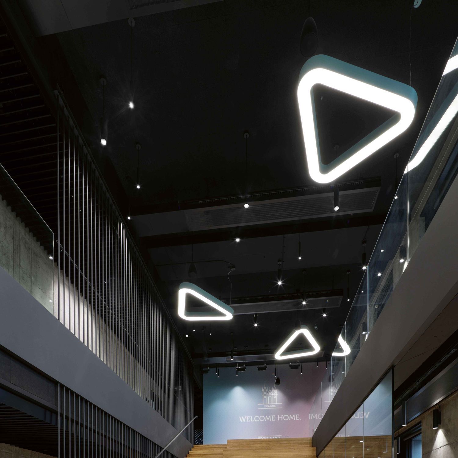 Hanging light fixture - VICTORY - PROLICHT - surface-mounted / LED / triangular