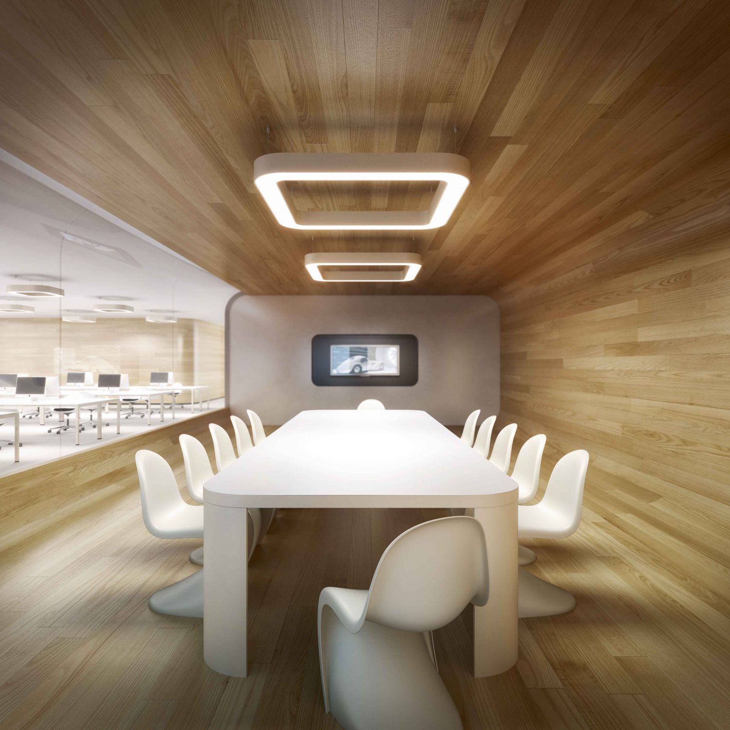 Hanging light fixture - QUANTUM - PROLICHT - LED / curved / square