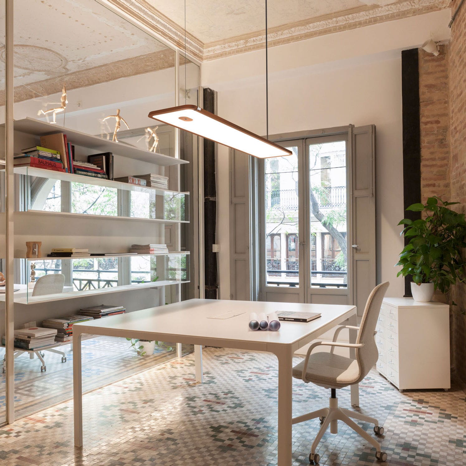 Hanging light fixture - HADI-M - PROLICHT - LED / rectangular / geometric