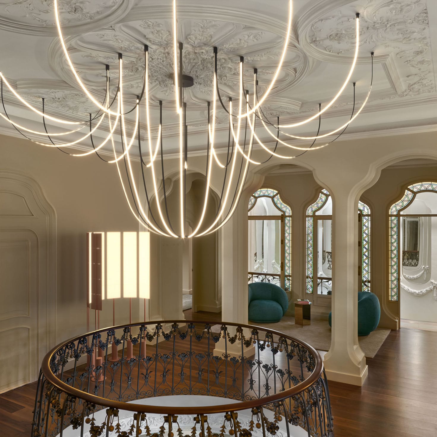 Contemporary chandelier - LOOP - PROLICHT - polycarbonate / aluminum ...