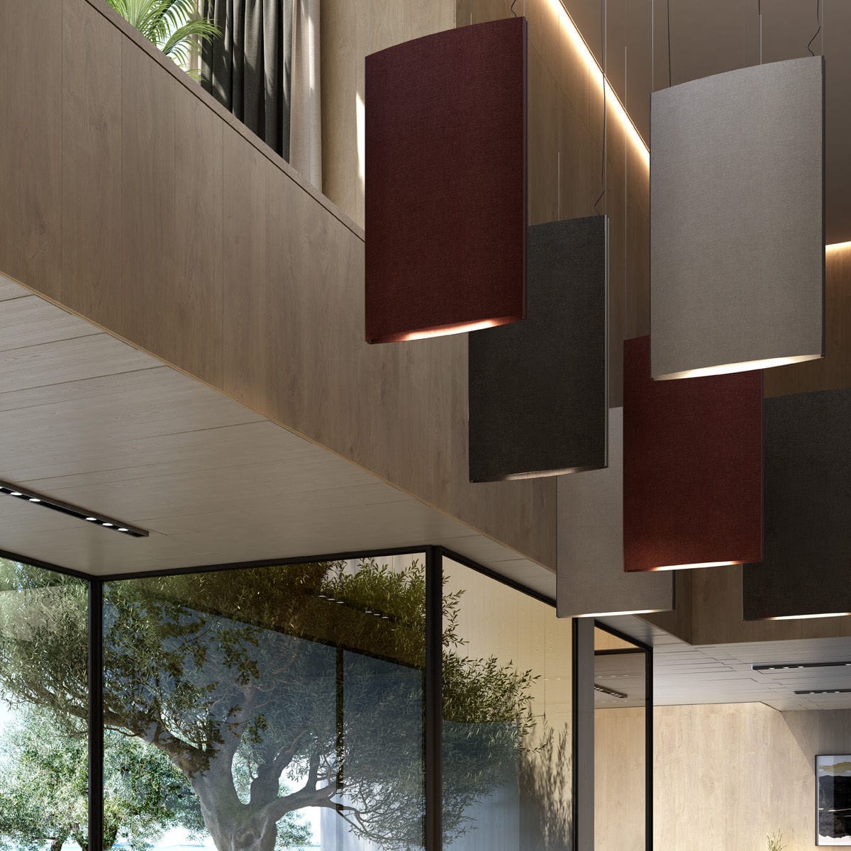 Pendant lamp - NOREN S/72 - BOVER Barcelona - aluminum / fabric / MDF