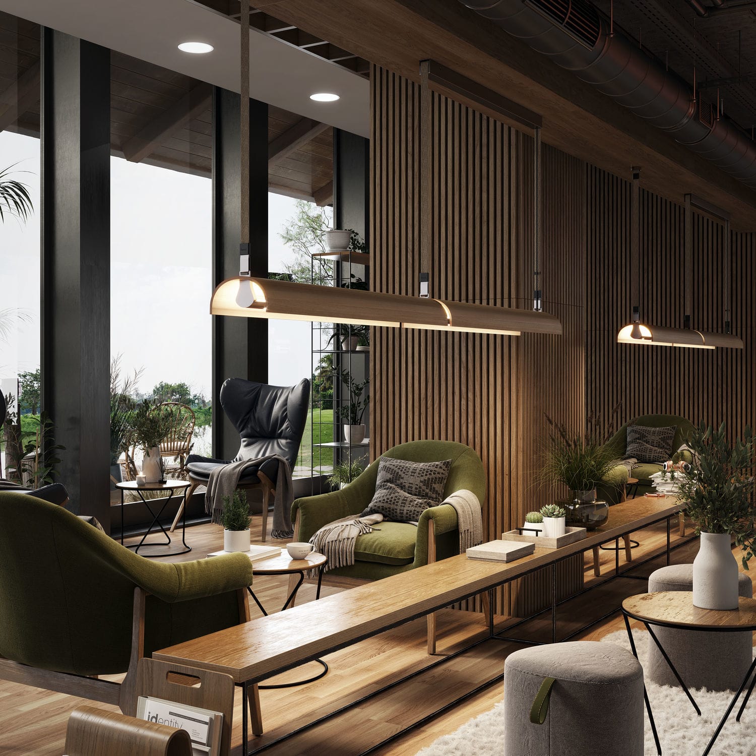 Pendant lamp - Aluet S/100/2L - BOVER Barcelona - aluminum / steel / wooden