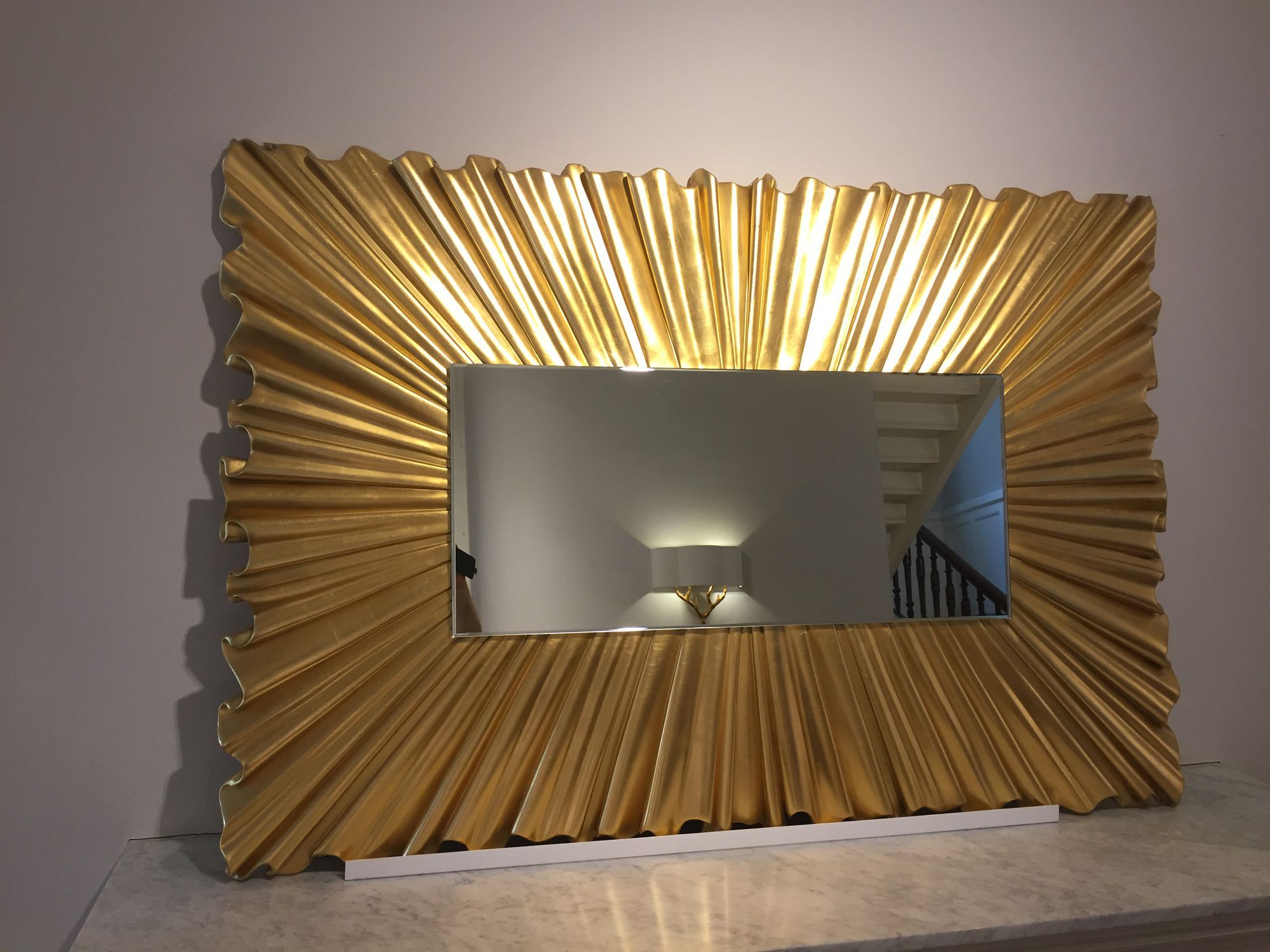 Wall-mounted mirror - RUFFLE - Christopher Guy - contemporary / rectangular / wood with gold ...