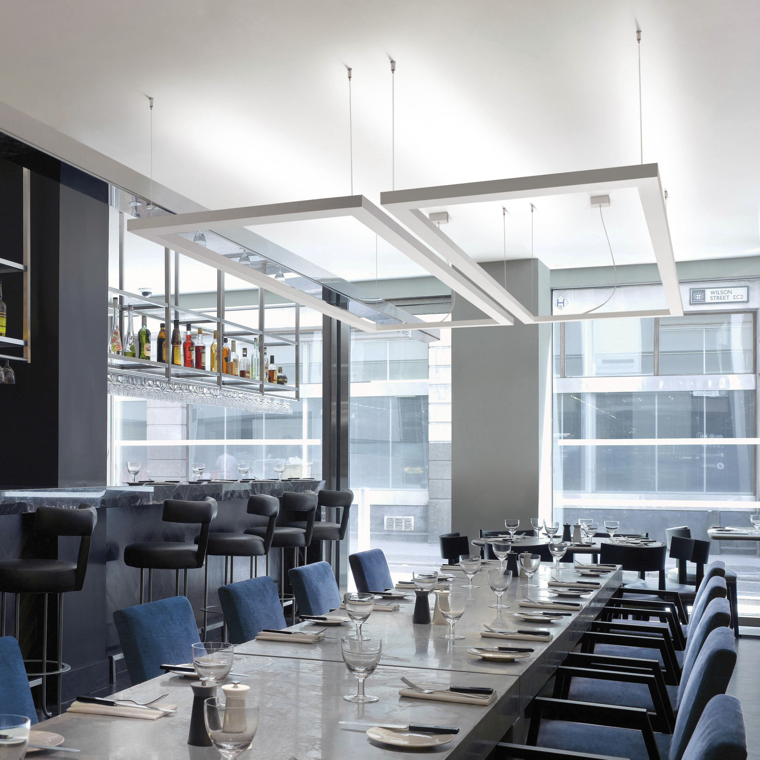 Hanging light fixture - FRAMEWORK - AXO Light - LED / fluorescent / square