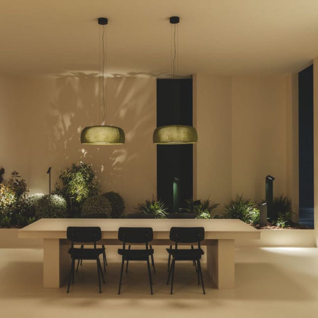 Pendant lamp - GONG - Leds-C4 - steel / fabric / contemporary