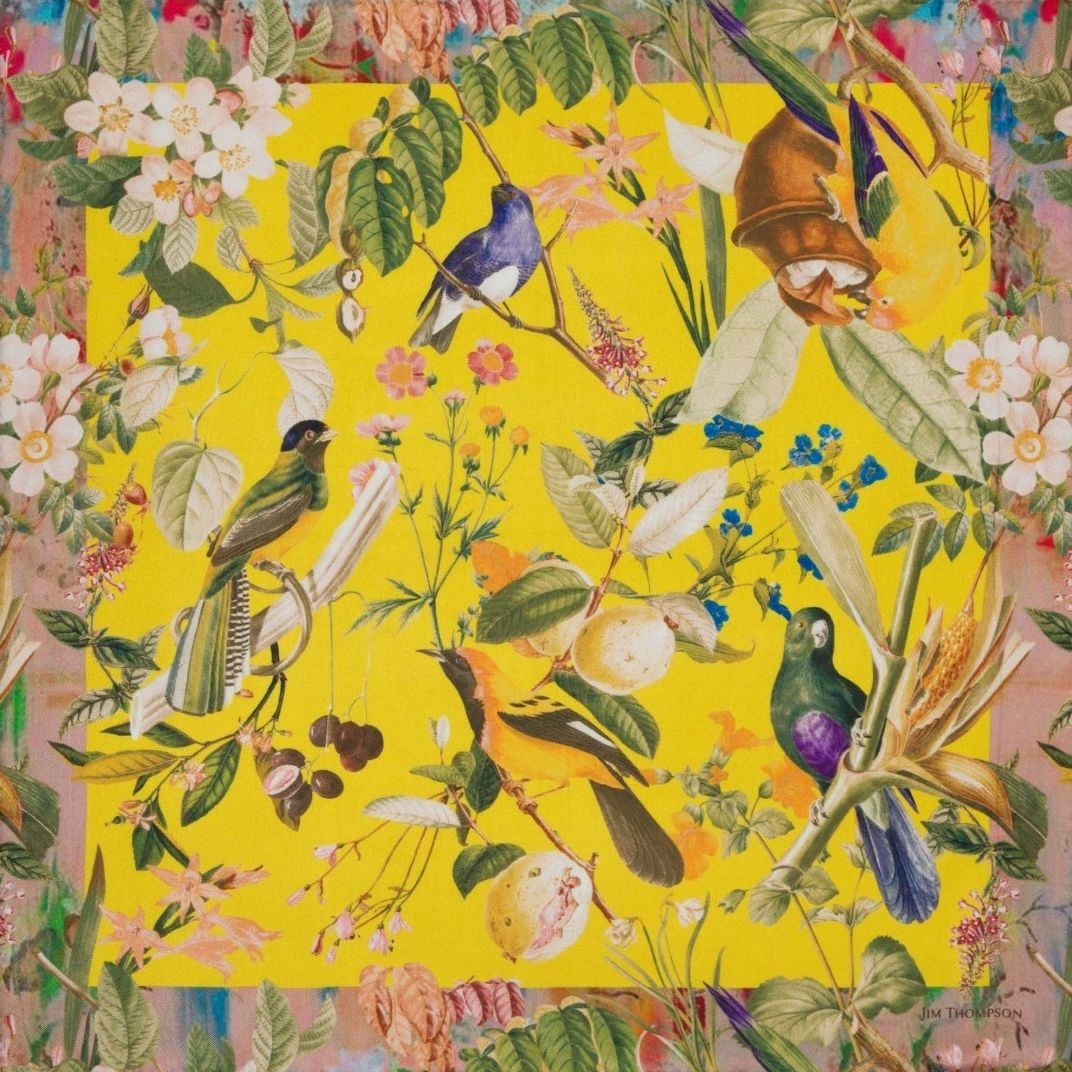 Cloth napkin - SONGBIRD SILK - JIM THOMPSON - animal motif / floral ...