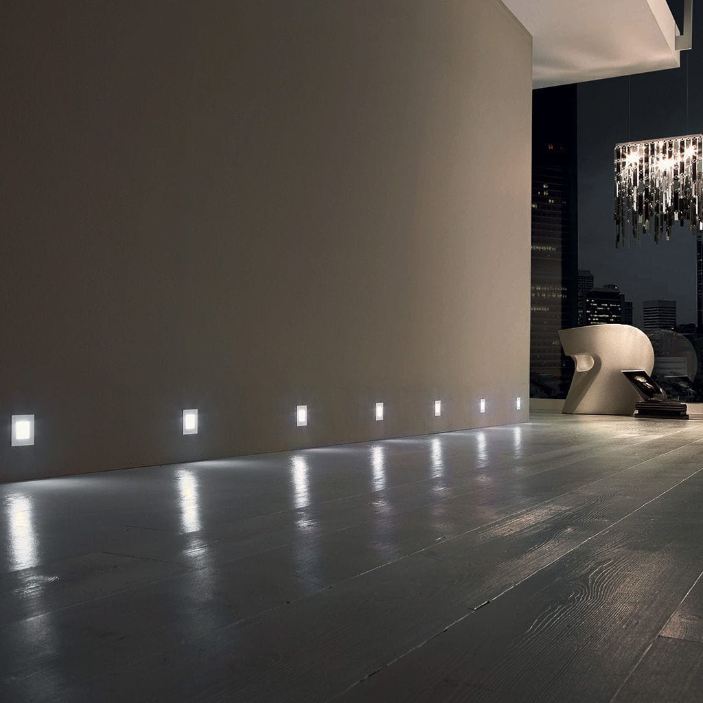 Recessed wall light fixture - BASE - L&S - fluorescent / square