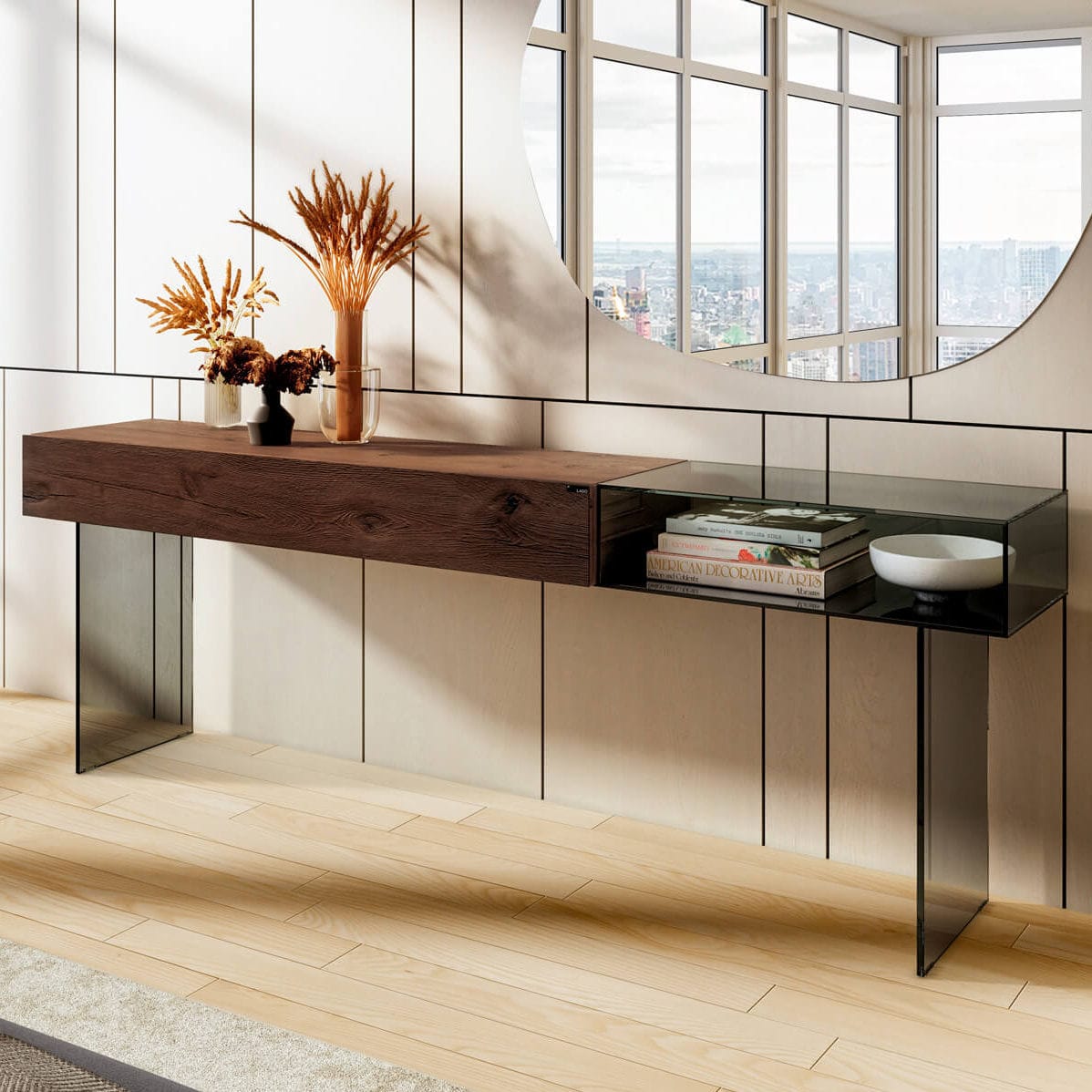 Contemporary sideboard table - 36e8 - LAGO - lacquered wood / smoked ...