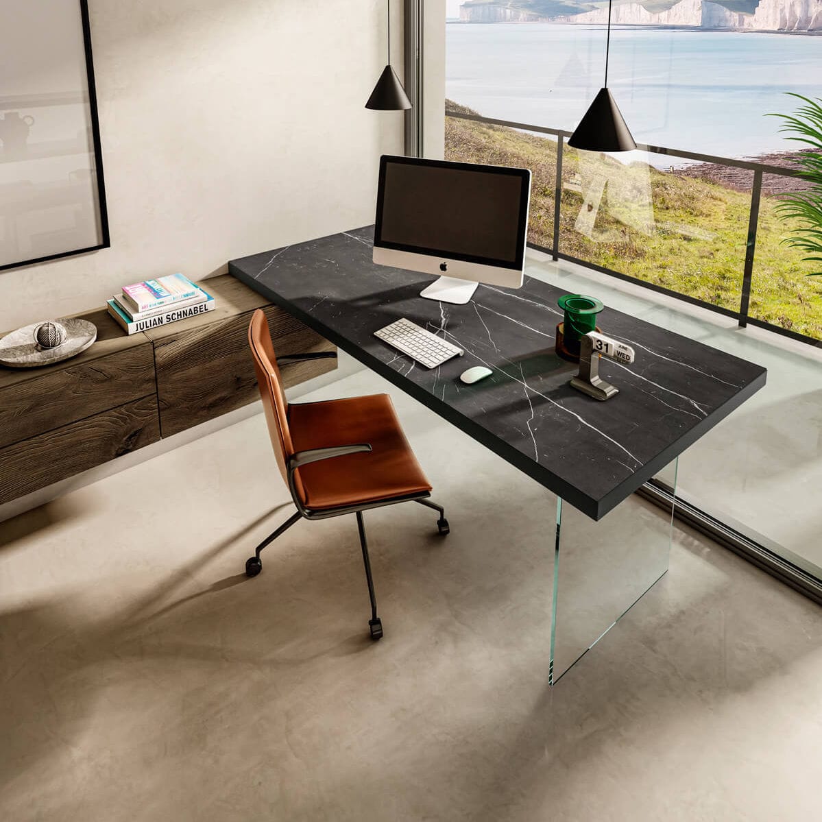 Free-standing desk - Air - LAGO - contemporary / lacquered wood / straight