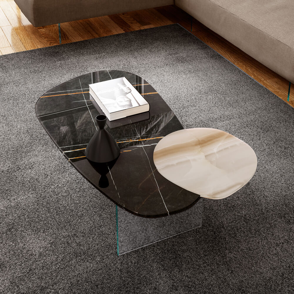 Contemporary Coffee Table Blendie LAGO Glass Glass Base Rectangular