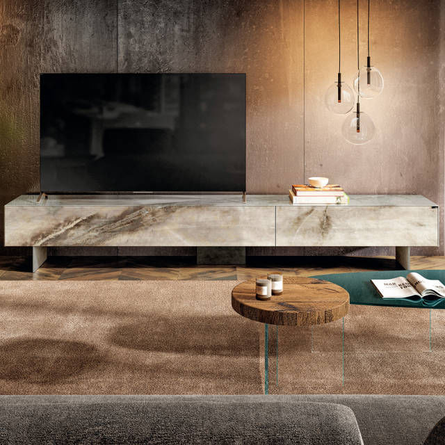 Contemporary TV cabinet - Materia - LAGO - lowboard / metal / wood
