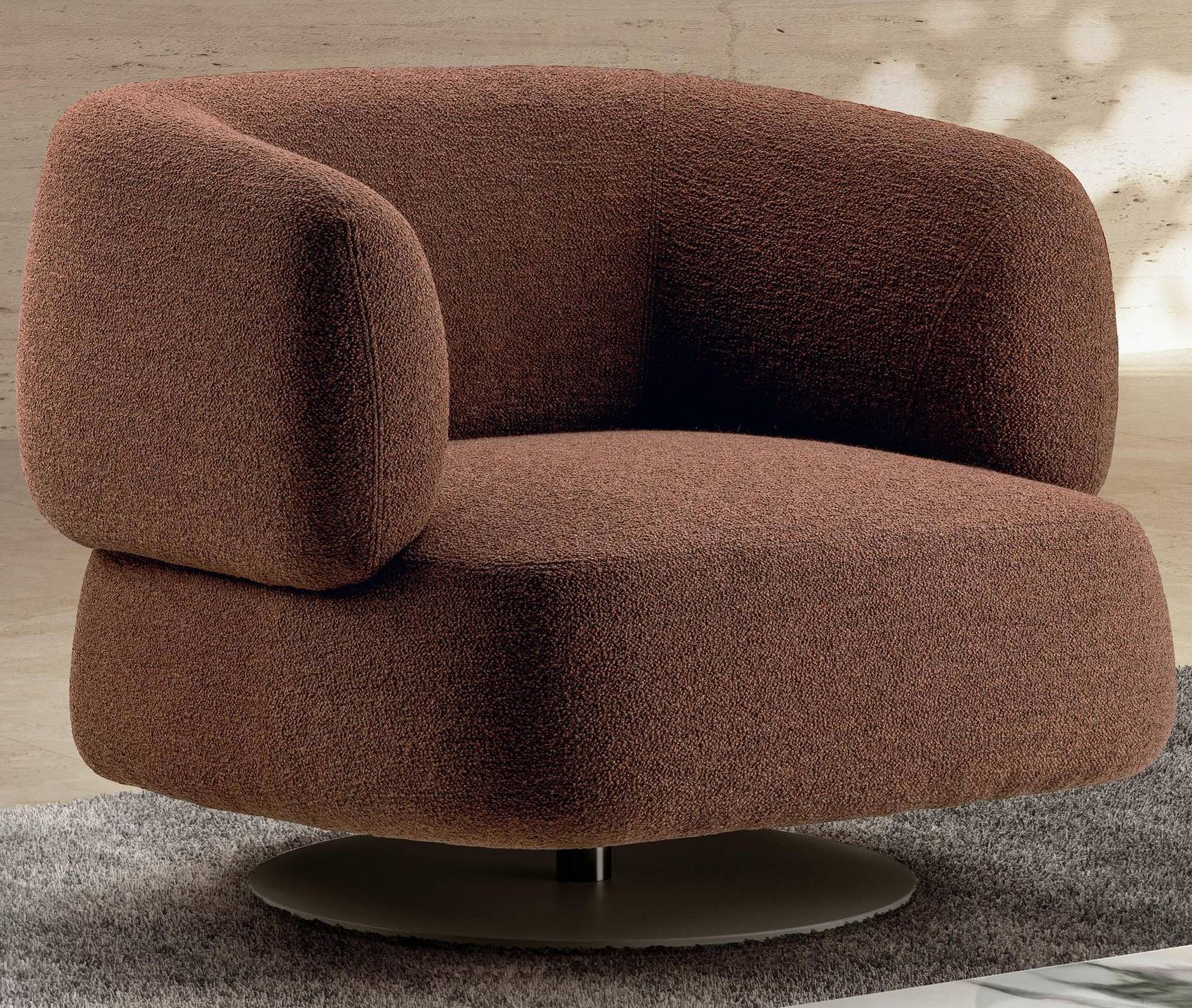 Contemporary armchair - Zeppelin - LAGO - fabric / ergonomic / brown
