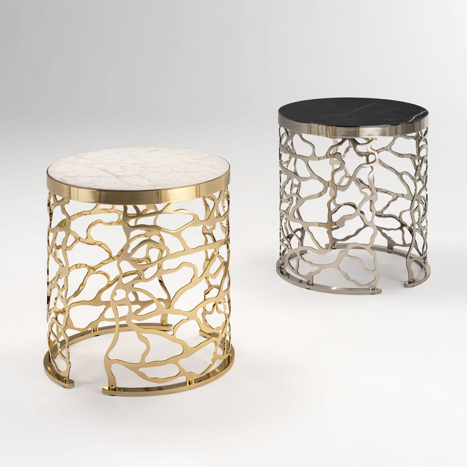 Contemporary side table - CARAPACE - iDL - glass / porcelain stoneware ...