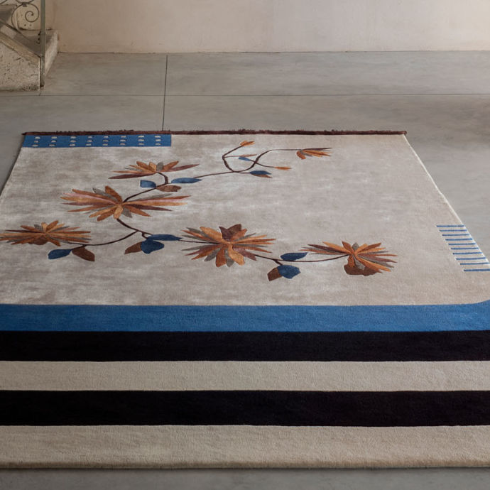 Contemporary rug - KYU - BESANA MOQUETTE - striped / floral pattern / wool