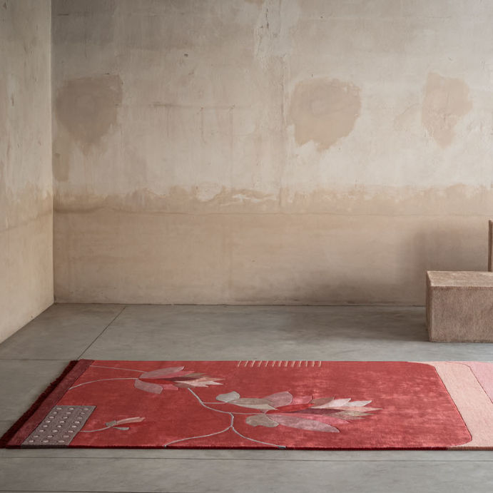 Contemporary rug - RYU - BESANA MOQUETTE - striped / floral pattern / wool