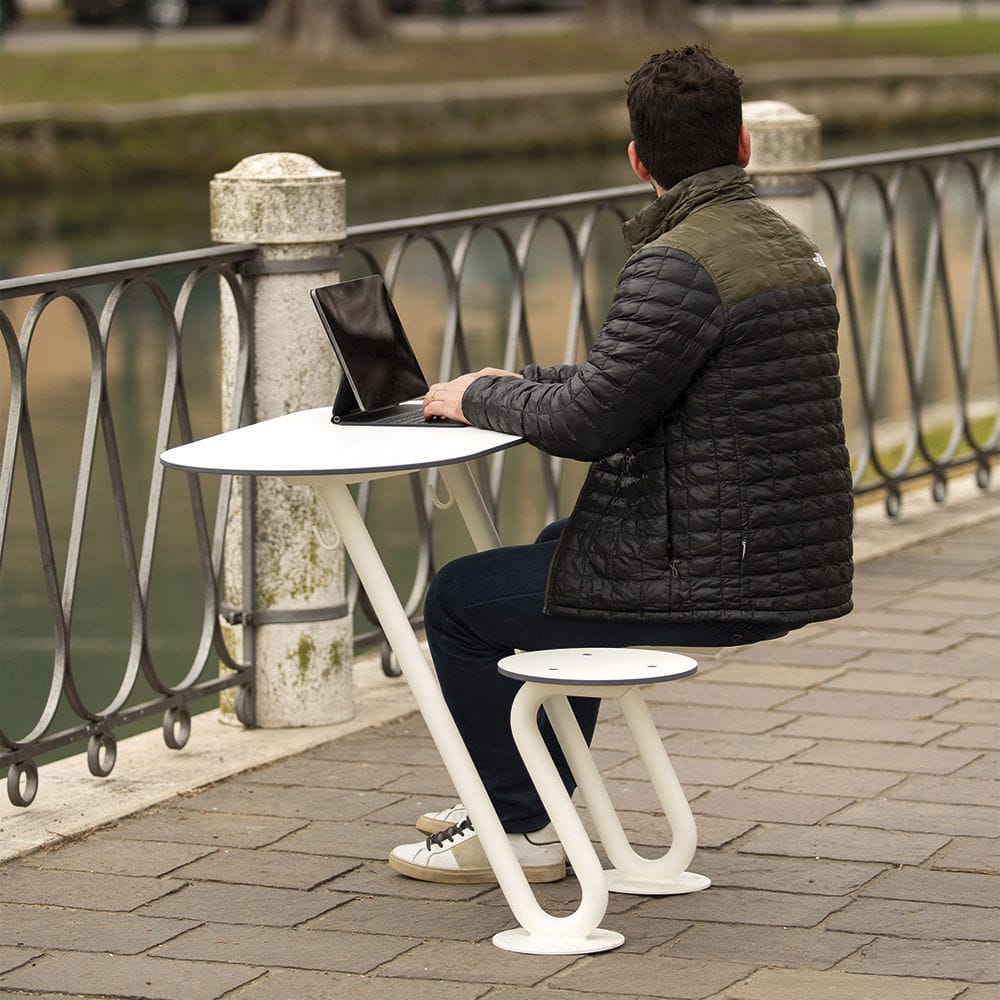 Contemporary table and bench set - ZOID - CITY DESIGN - steel / HPL ...