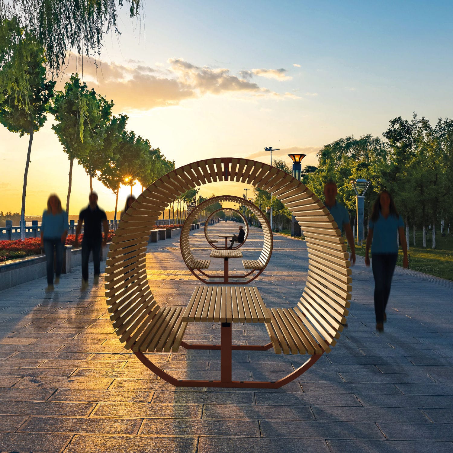 Built-in table public bench - CISON CONTEA O - CITY DESIGN ...