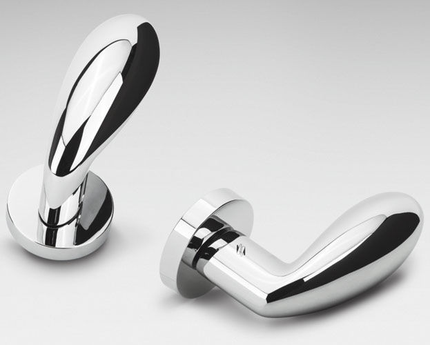 Door handle - DROP - COLOMBO DESIGN - brass / contemporary / chrome