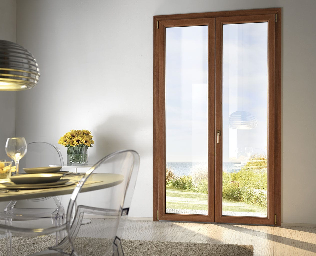 Tilt-and-turn French door - DIQUIGIOVANNI - aluminum / PVC / thermal break