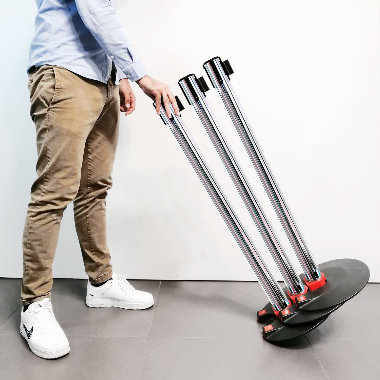 Guidance barrier with retractable strap - TENDIFLEX® WHEELED BASE ...