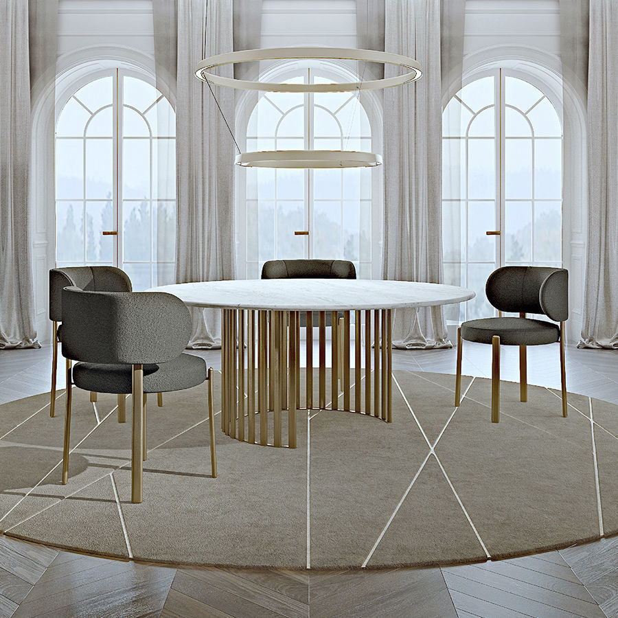 Contemporary table - Roma - TURRI - lacquered wood / marble / metal base