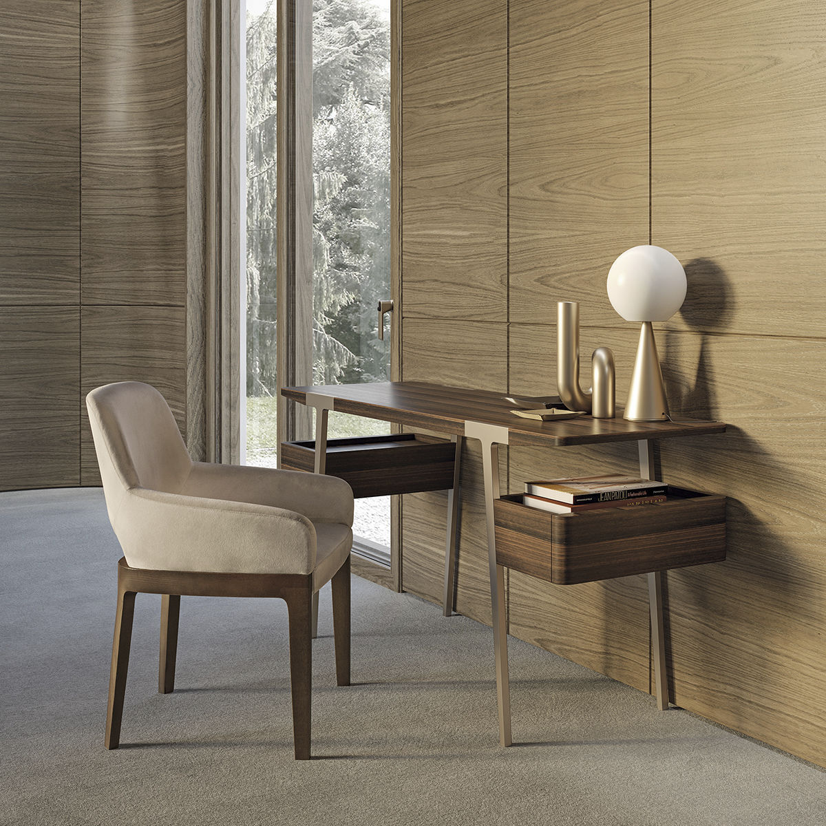 Free-standing desk - Domus - TURRI - contemporary / wood veneer / MDF