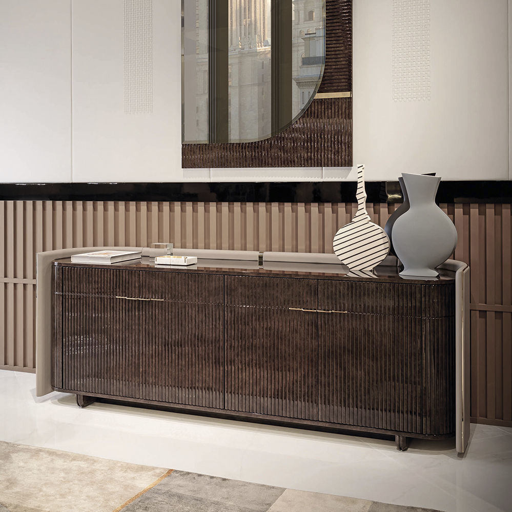 Contemporary sideboard - Eclipse - TURRI - wooden / leather / with ...