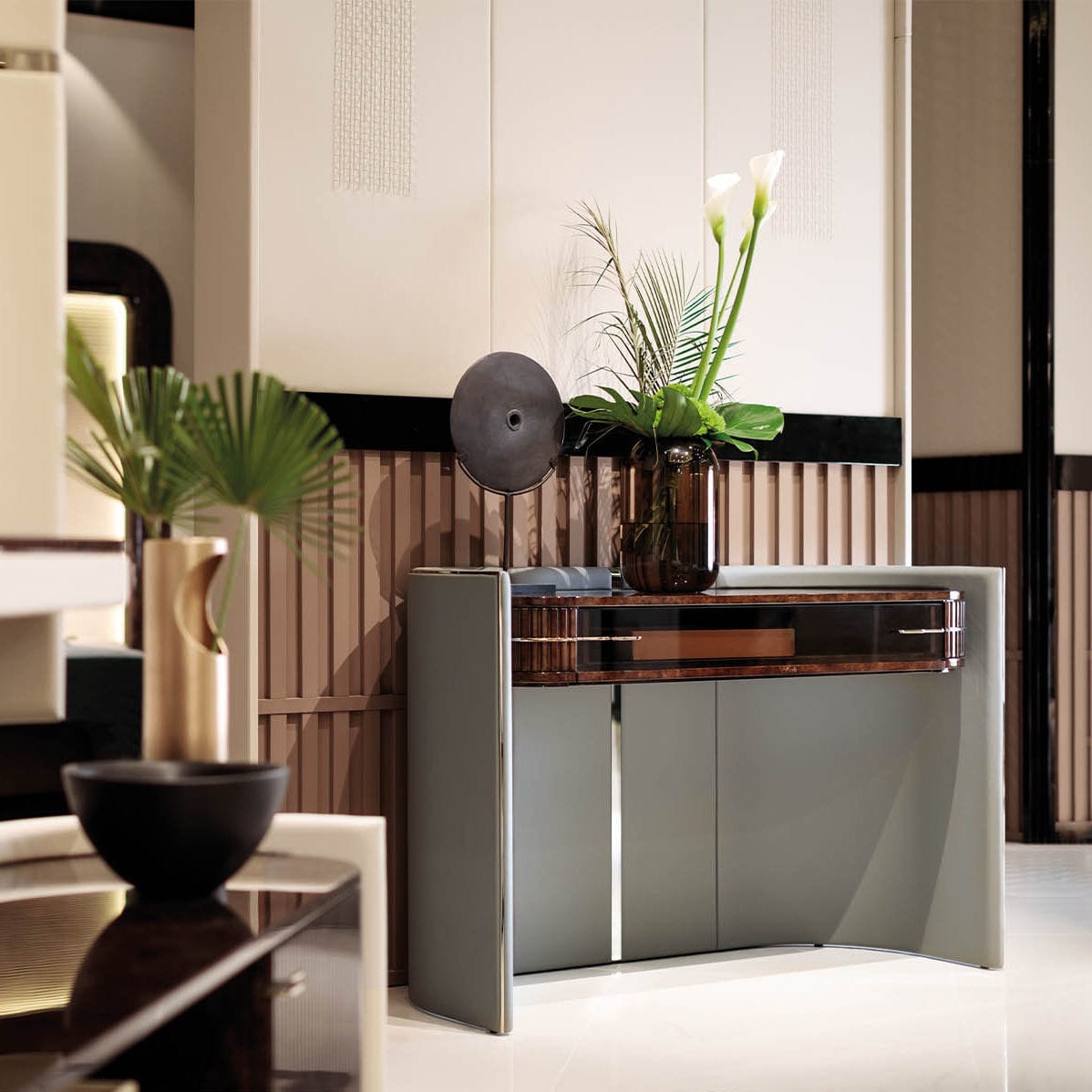 Contemporary sideboard table - Eclipse - TURRI - glossy varnished wood ...