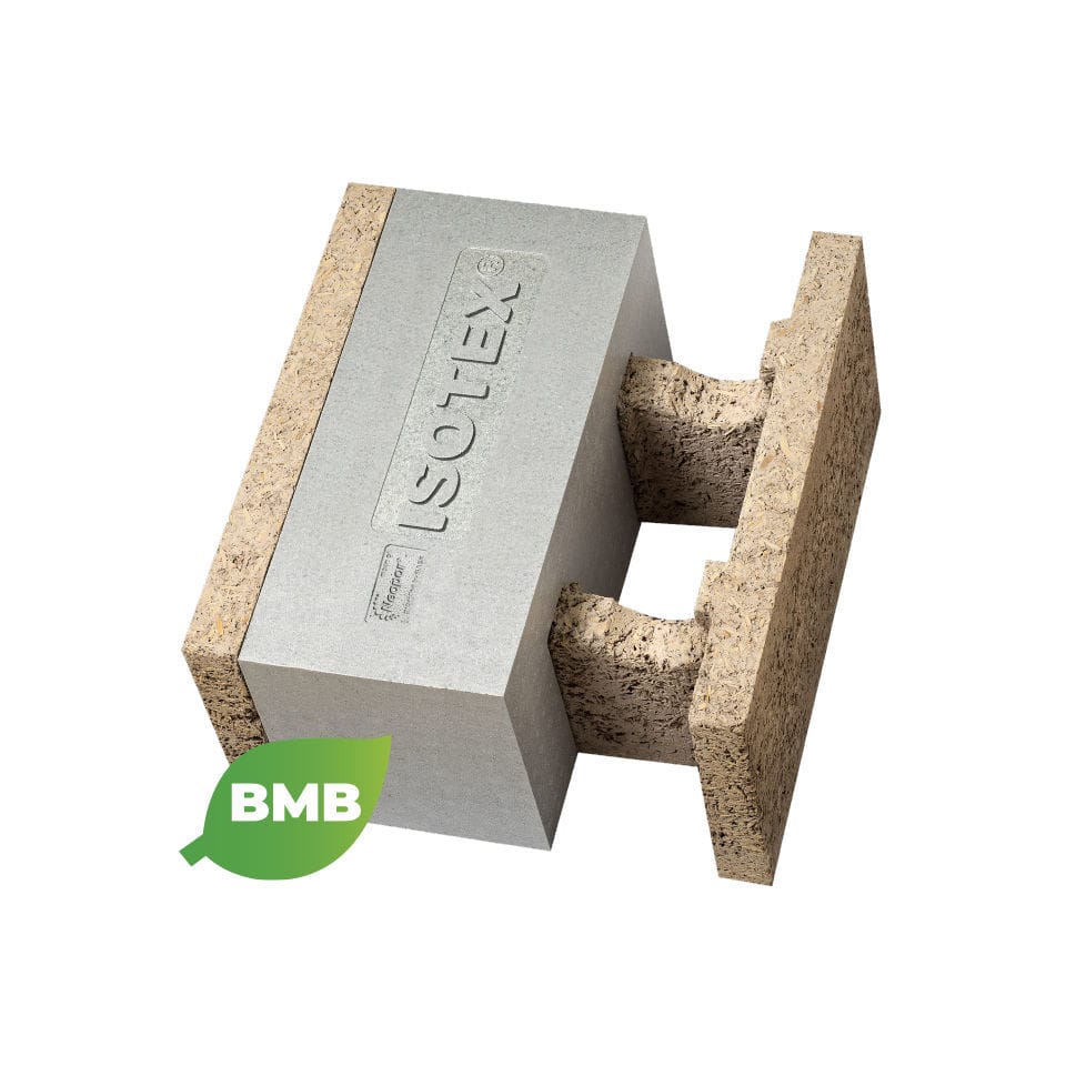 Wood fiber concrete formwork block - HDIII 44/20 - ISOTEX SRL - Neopor ...