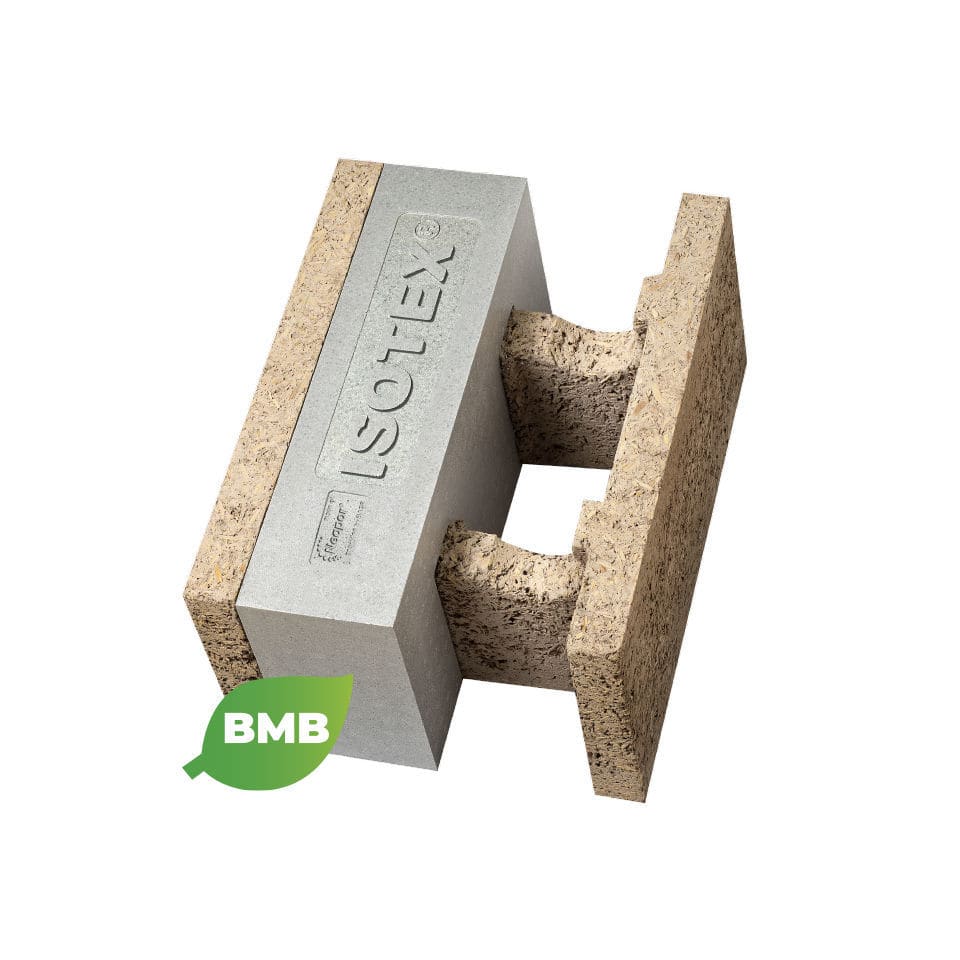 Wood fiber concrete formwork block - HDIII 38/14 - ISOTEX SRL ...