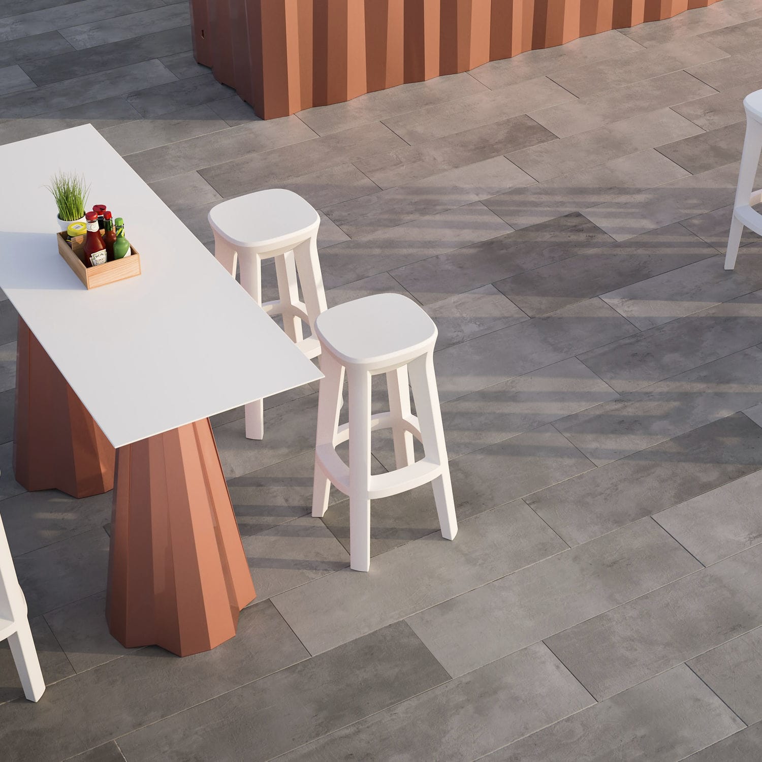 Contemporary bar stool - frozen - PLUSt COLLECTION - polyethylene / polyethylene base / 4-legged