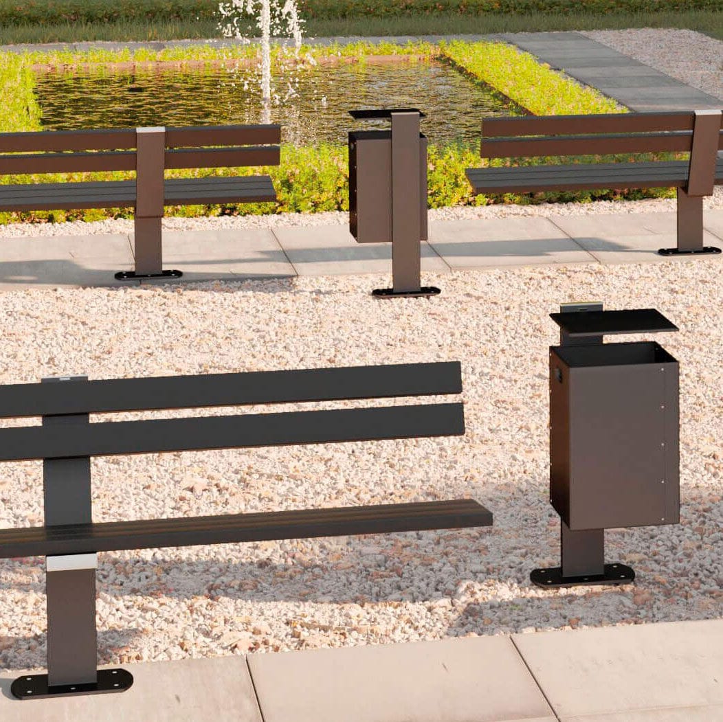 Public trash can - LIGHT - wissmann raumobjekte - galvanised steel ...
