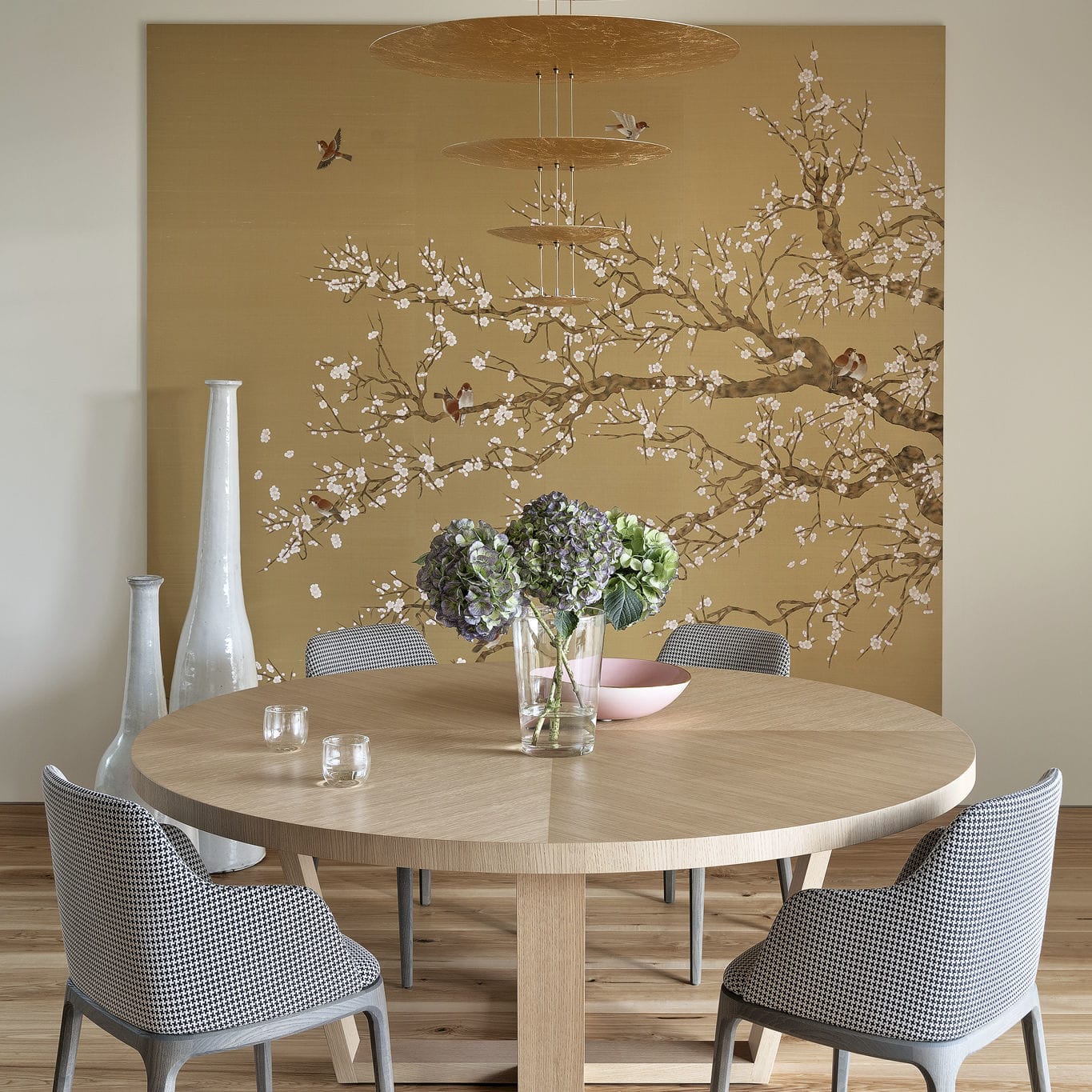 Oriental wallpaper - SPARROWS - Misha wallcoverings - silk / nature ...