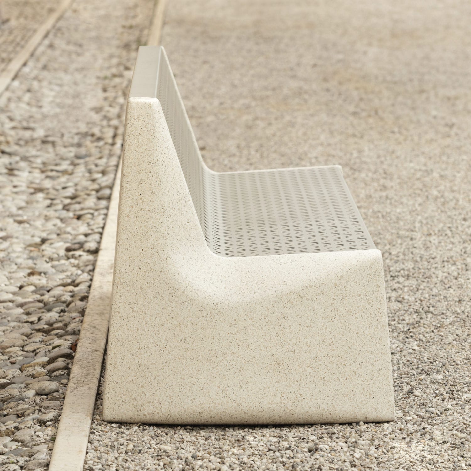 Contemporary public bench - ME40 I - METALCO - steel / pine / marble