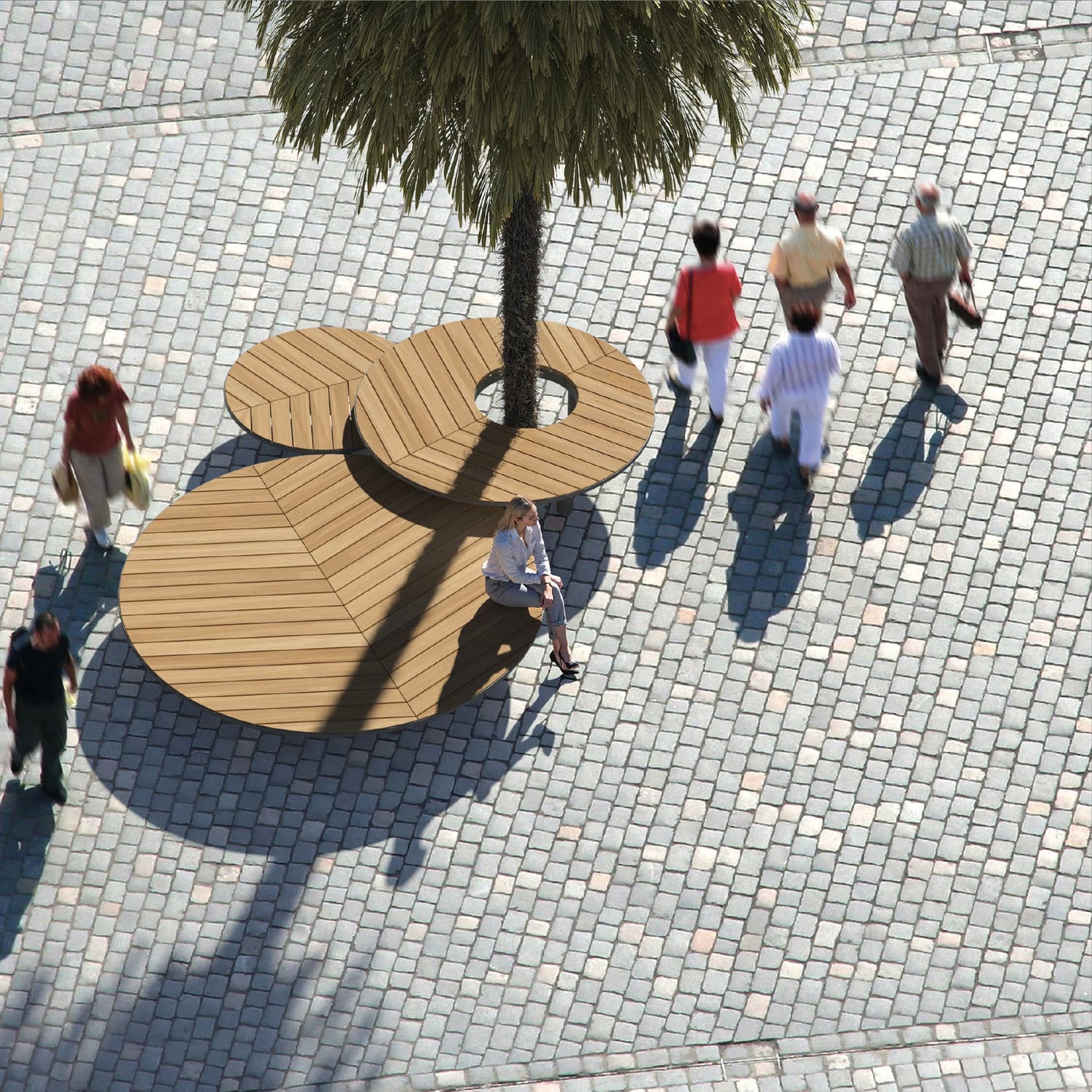 Organic design public bench - ATOLLO TREE - METALCO - in WPC / painted ...