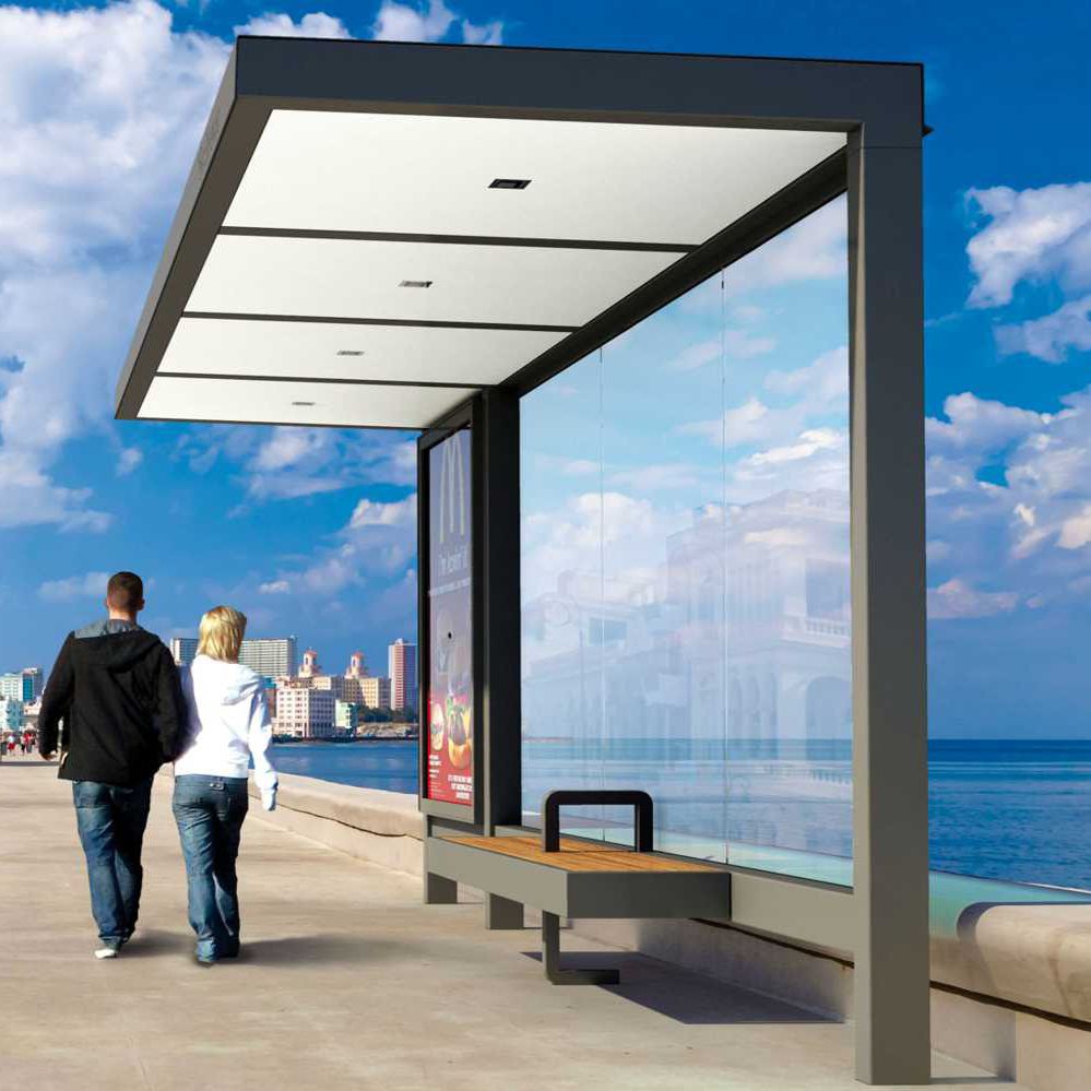 Galvanised steel bus shelter - HUT - METALCO - extruded aluminum ...