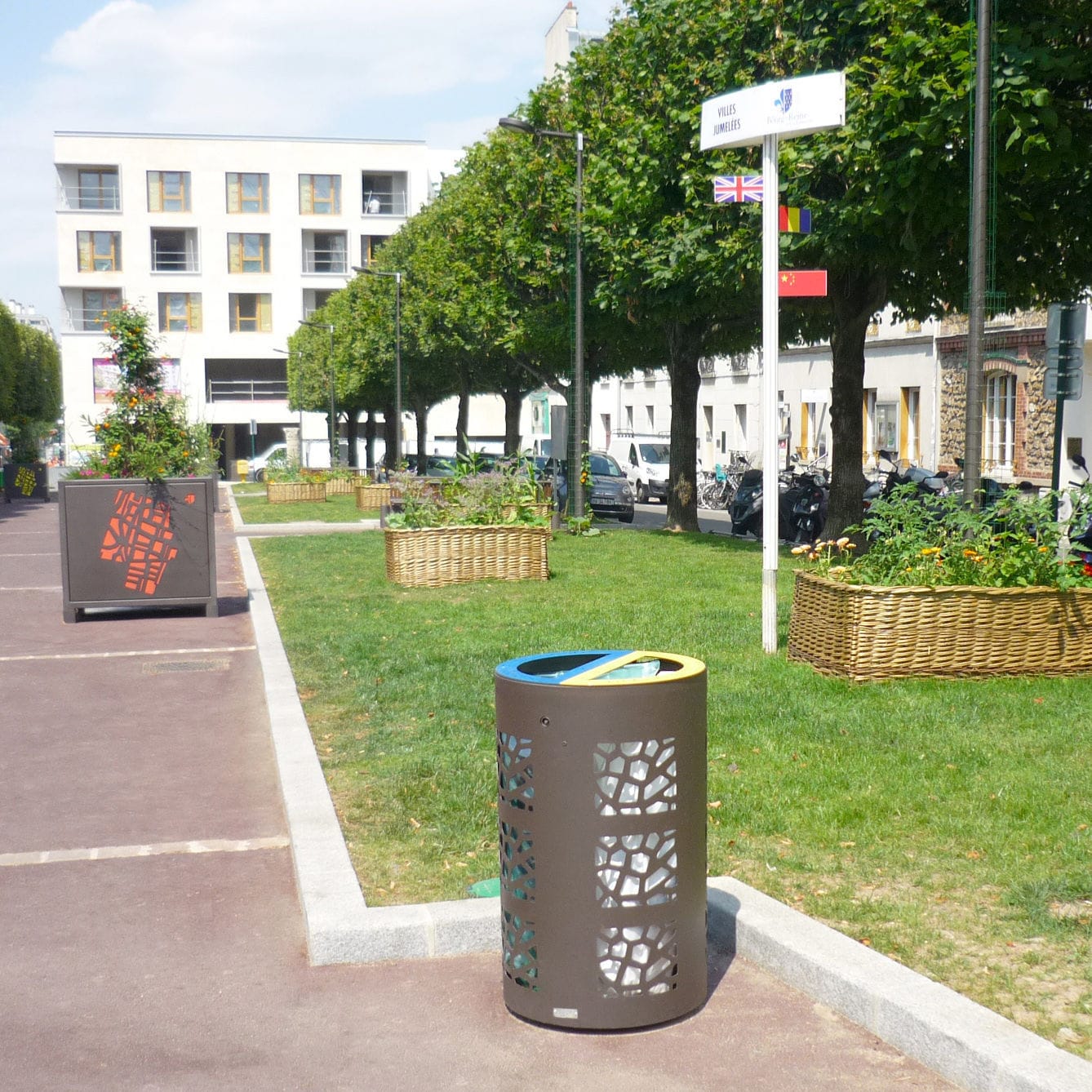 Public trash can - CORAL DUO - LAB23 - galvanised steel / COR-TEN ...