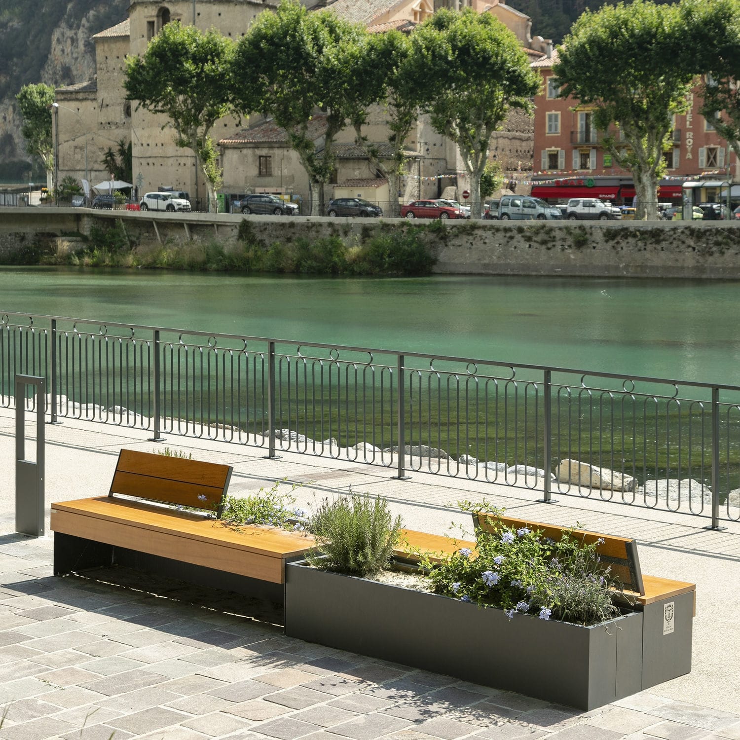 Contemporary public bench - ZEN ISLAND - LAB23 - exotic wood / larch ...