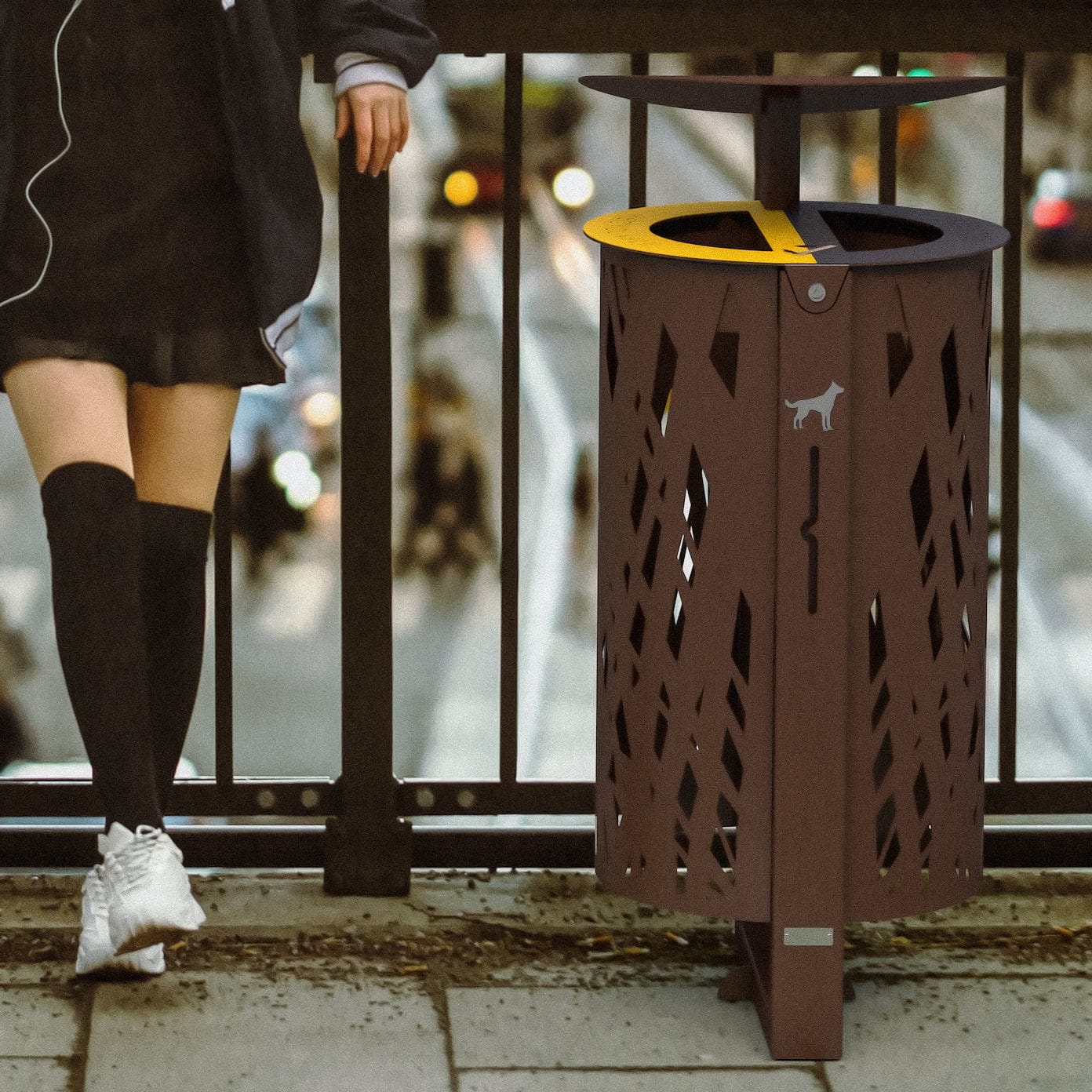 Public trash can - NEXT BIN - LAB23 - floor-standing / galvanised steel ...