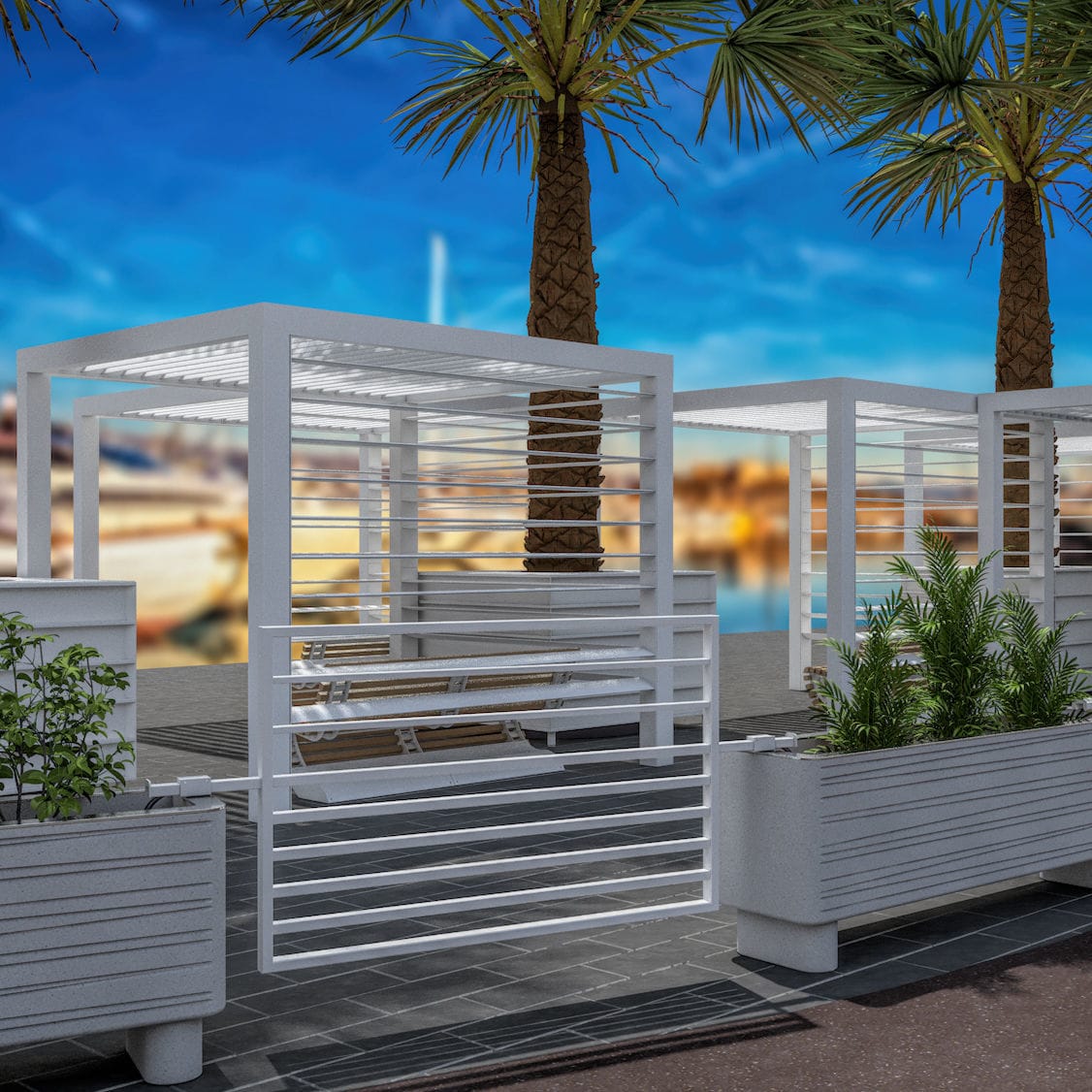 Self-supporting pergola - Helio - LAB23 - steel / sun shade louvers ...