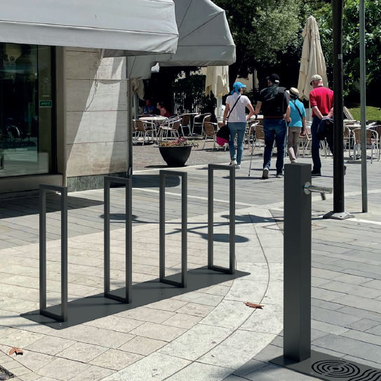 Floor-mounted bike rack - DOMINO - LAB23 - steel / vertical / double