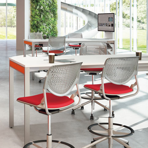 Contemporary office stool - RUNA - Okamura - fabric / synthetic leather ...