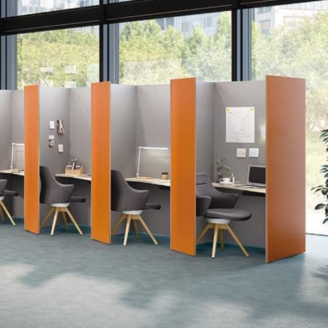 Acoustic office pod - DRAPE - Okamura - 1 person / with shelf / with ...