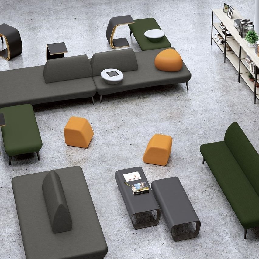 Contemporary ottoman - NAGARE - Okamura - fabric / square / rectangular