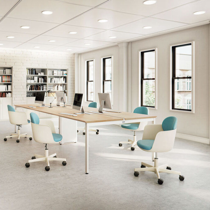 Polyurethane task chair - FLORIS - Okamura - steel / wooden / fabric